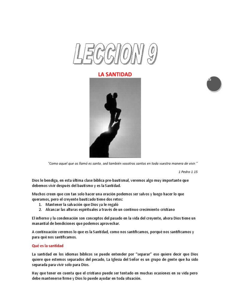 LECCION 9 La Santidad | PDF | Santo | Dios