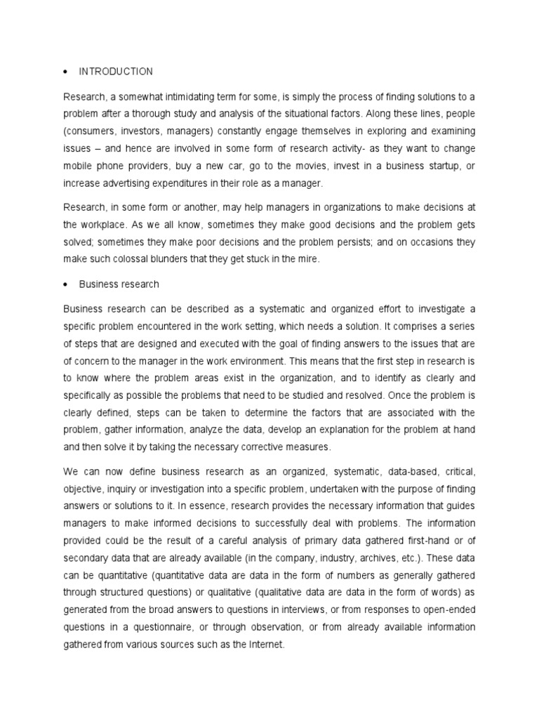 Business Research Introduction | PDF | Quantitative Research | Information