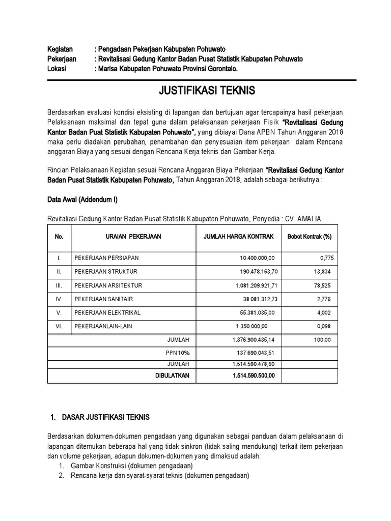 Justifikasi Teknis BPS | PDF