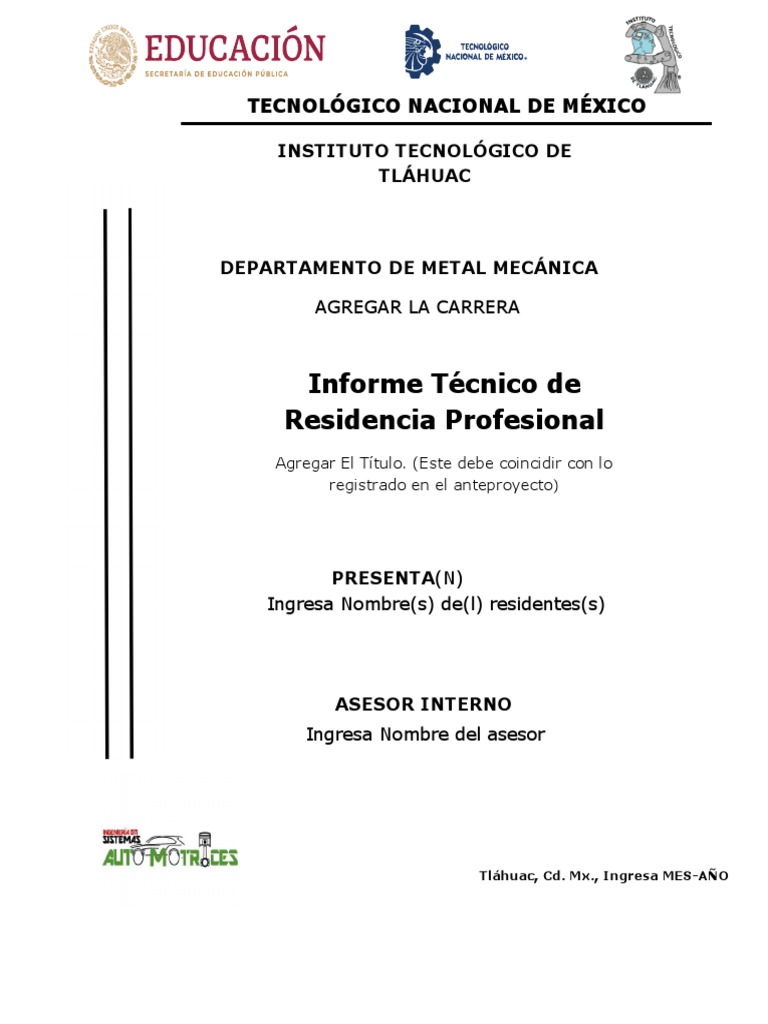 Plantilla para Informe Tecnico de Residencia Profesional. Actualizado ... Plantilla para Informe Tecnico de Residencia Profesional. Actualizado ...