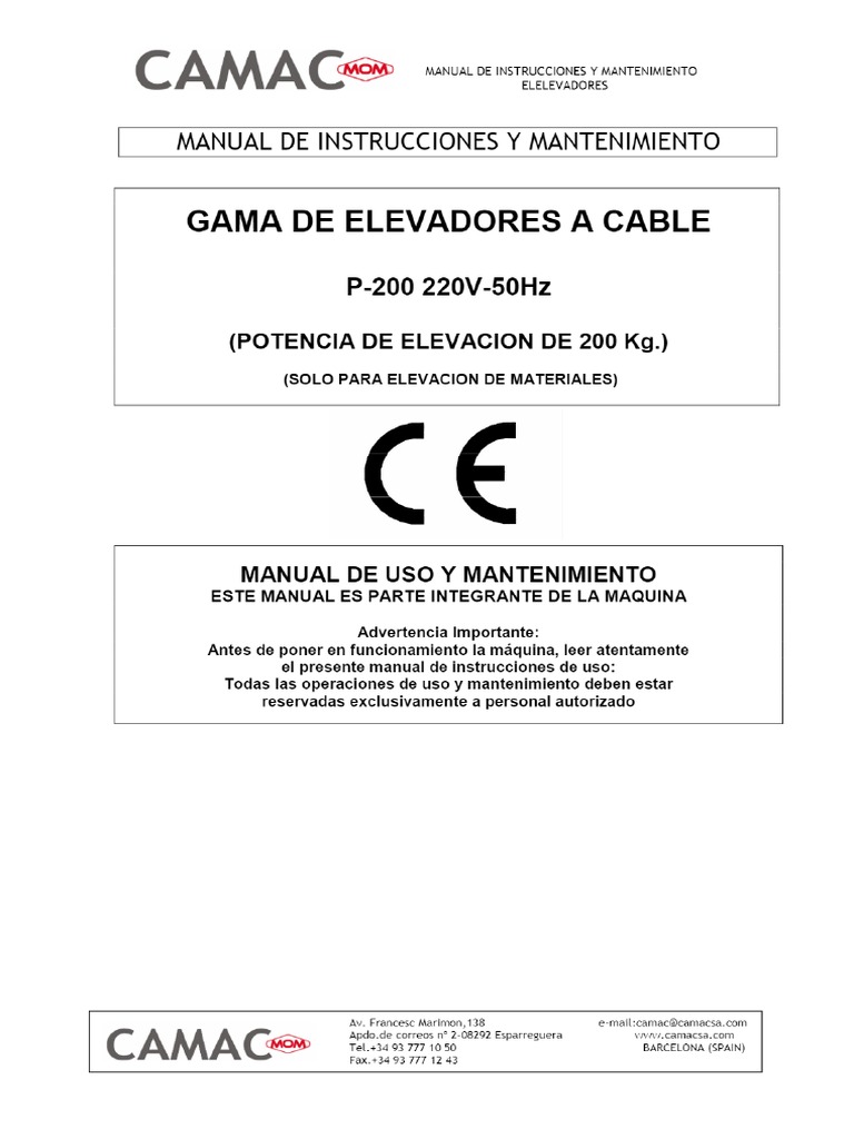 Manual Fabricante Elevador | PDF