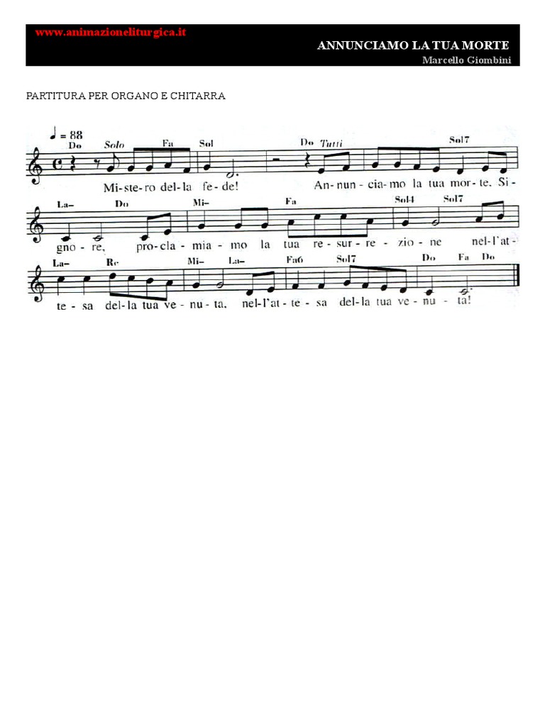 Mistero Della Fede Spartito Giombini PDF | PDF