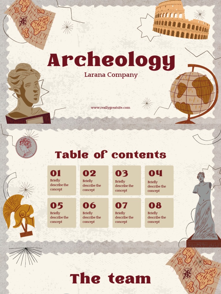 Beige and Grey Vintage Illustrative Archeology History Report Project ...