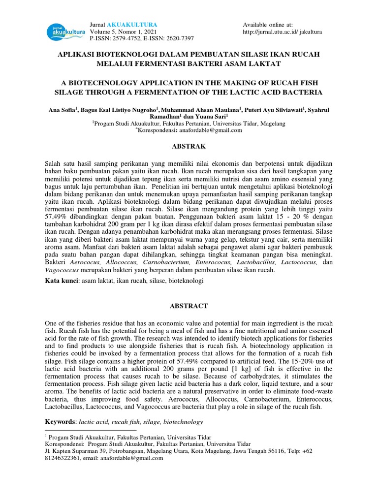 Aplikasi Bioteknologi Dalam Pembuatan Silase PDF | PDF
