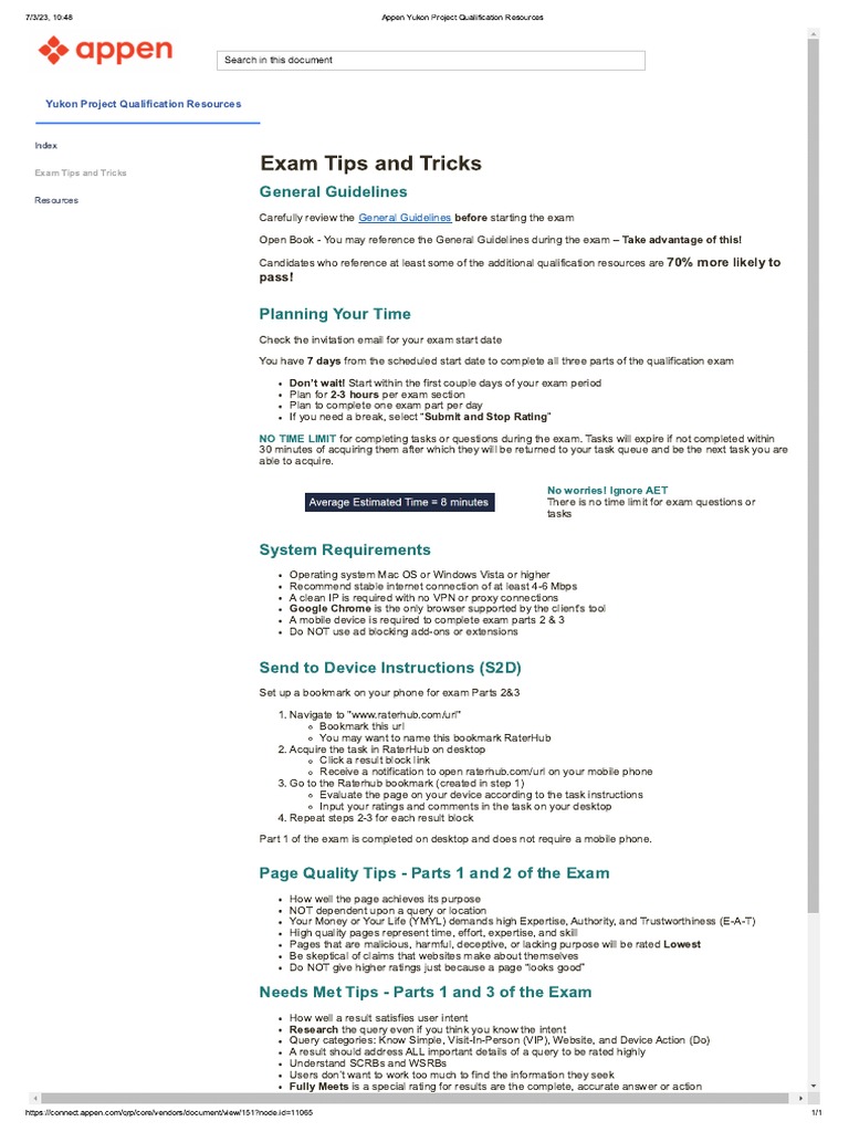 Appen Yukon Project Qualification Resources | PDF