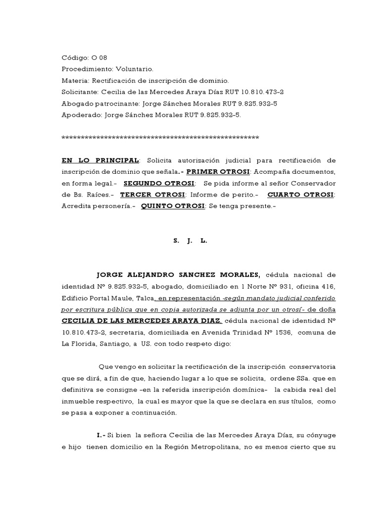 Modelo Demanda Rectificacion Deslindes 2 | PDF