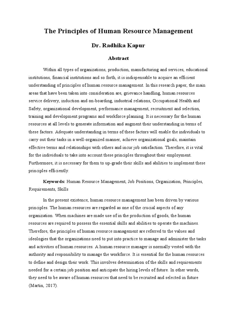 Key Principles of HR Management | PDF | Human Resource Management ...