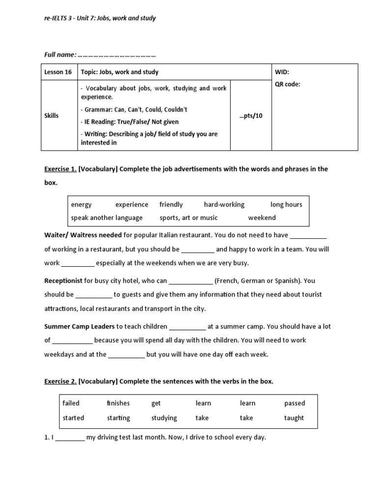 Worksheet - Unit 7 - Lesson 16 | Download Free PDF | Sea | Chili Pepper
