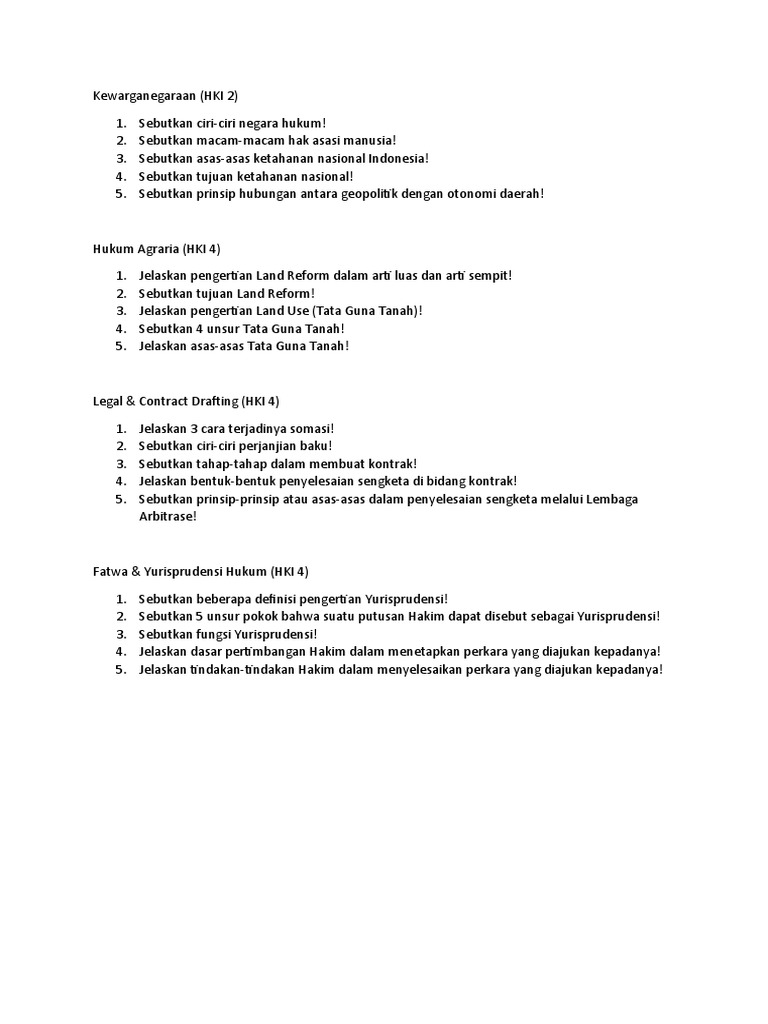 Soal UAS Bu Sabrina | PDF | Hukum