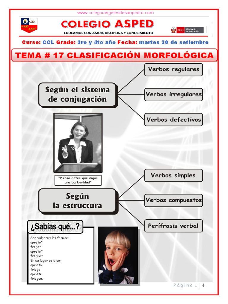 17 Clasificación-del-Verbo-para-Quinto-de-Secundaria PDF | PDF ...