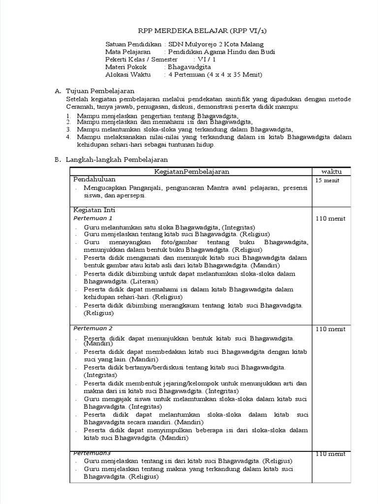 PDF RPP Kelas 6 SD - Compress | PDF