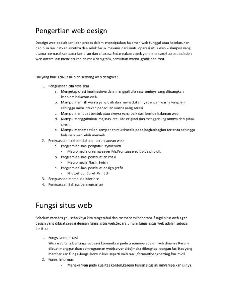 Pengertian Web Design Beserta Fungsinya | PDF | Seni