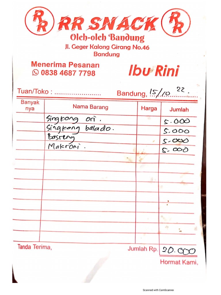 Nota Jajan Snack | PDF