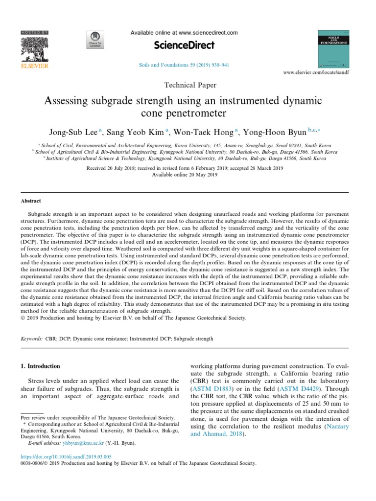 Assessing Subgrade Strength Using An Instrumented Dynamic Cone ...