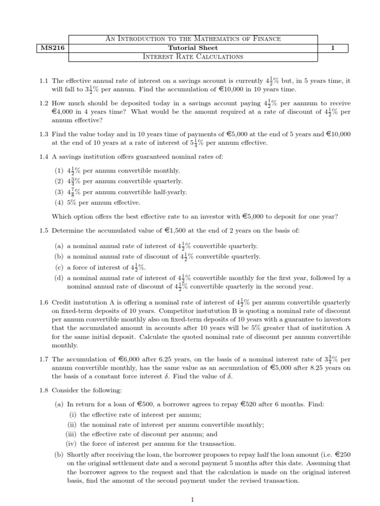 Tutorial | PDF | Interest | Present Value