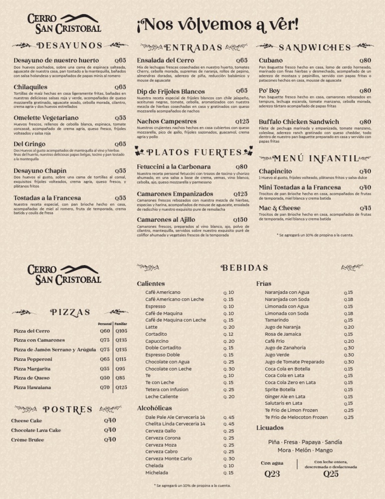 CSC Restaurant Menu Antigua Guatemala | PDF | Ingredientes de comida ...