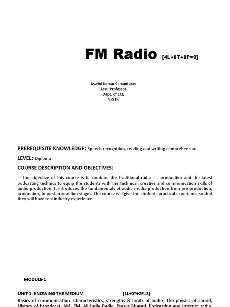 FM Radio | PDF | Radio | Broadcasting