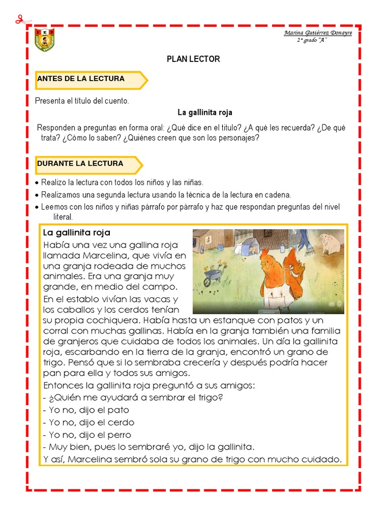 Actividades del Cuento La Gallinita Roja | PDF