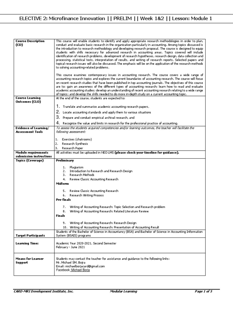 Accounting Research Methods - Module 1-2 | PDF | Plagiarism | Methodology