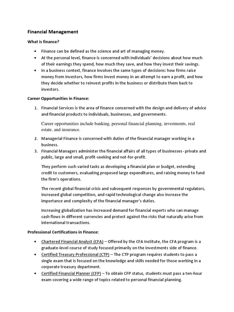 Financial-Management - Lesson 1-What Is Finance | PDF | Corporate ...