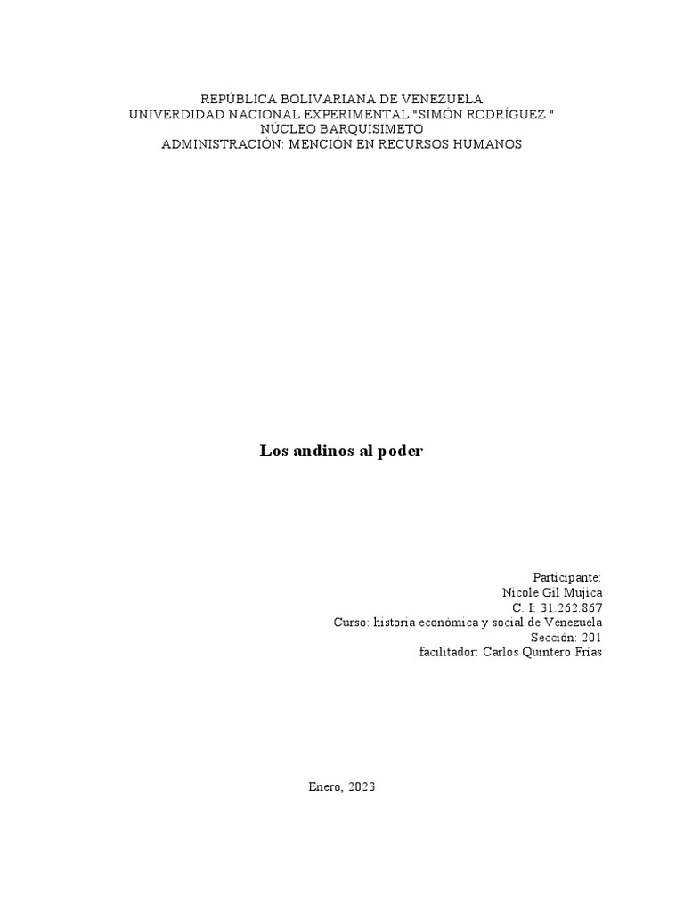 Los Andinos en El Poder (1899-1945) | PDF | Venezuela