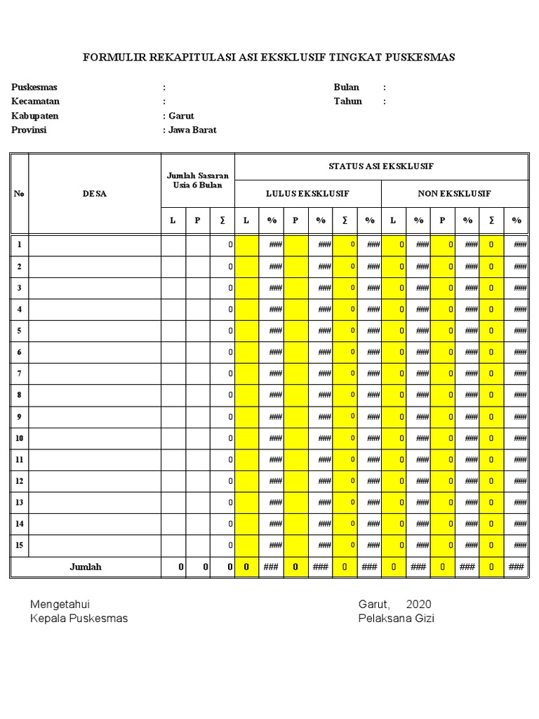 Formulir ASI Eksklusif | PDF