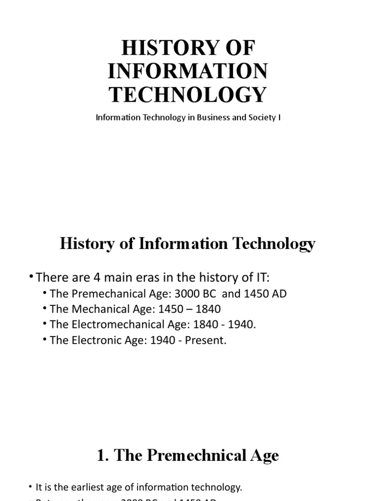 Evolution of Information Technology | PDF | Computer Program | Programming
