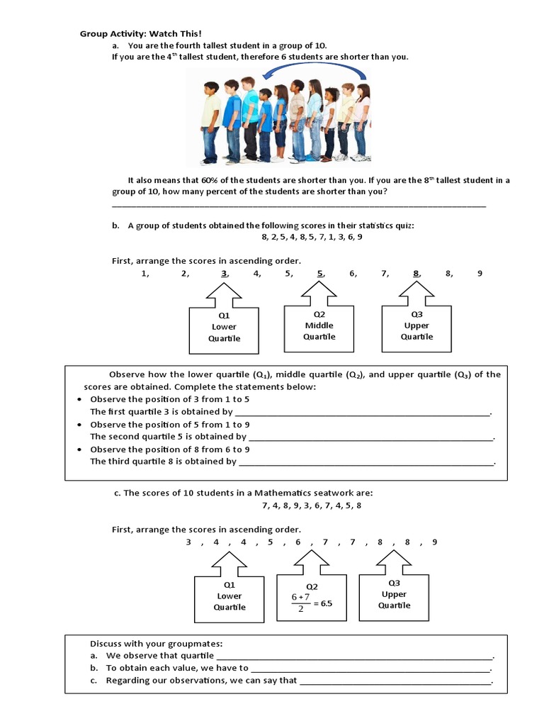 Group Activity For Quartile in Ungrouped Data | PDF | Quartile