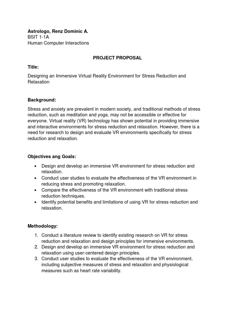 Project Proposal For Human Computer Interaction | Download Free PDF | Virtual Reality ...