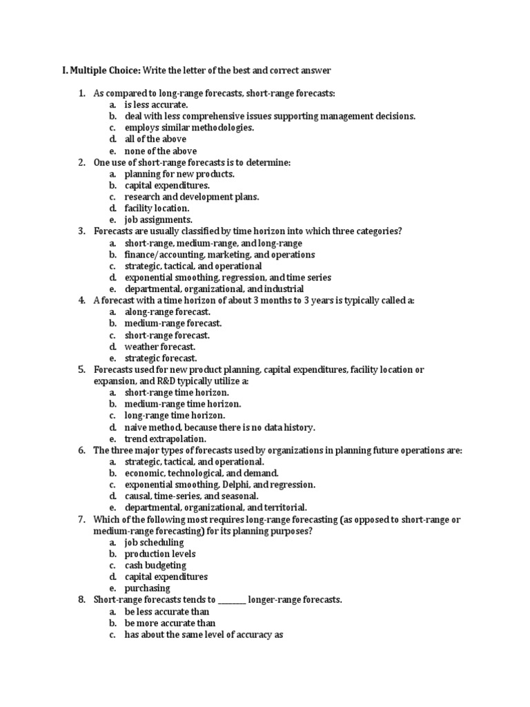 Quiz Om Forecasting | PDF | Forecasting | Seasonality
