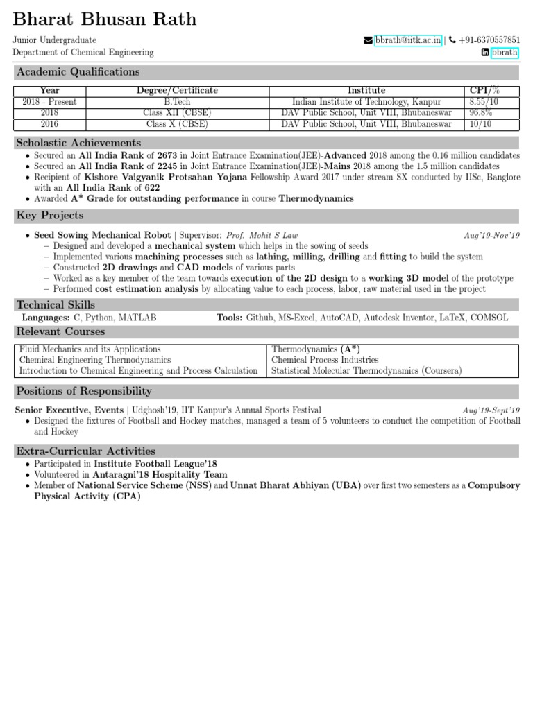 Bharat Bhusan Rath - Resume - Bharat Bhusan Rath PDF | PDF | Engineering