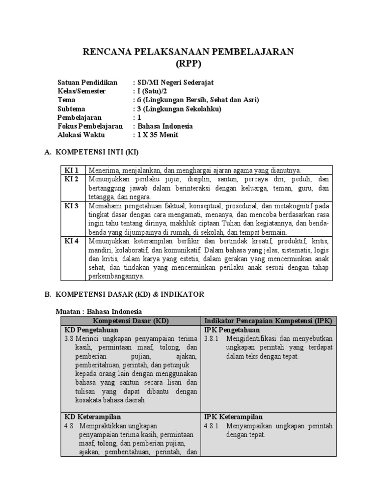 Rencana Pelaksanaan Pembelajaran Pbsi | PDF