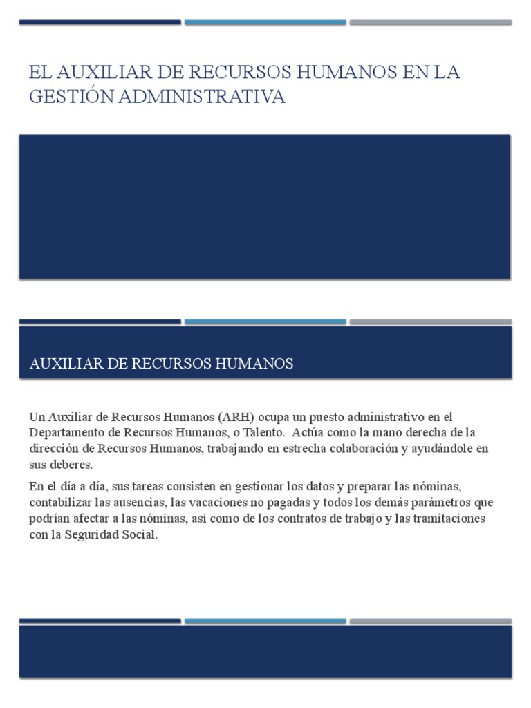 Auxiliar de Recursos Humanos en La Gestión Administrativa | PDF | Gestión de recursos humanos ...