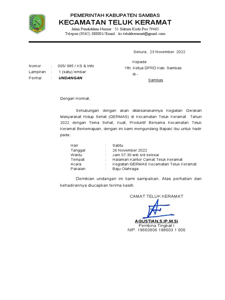 Undangan Kegiatan GERMAS 2022 | PDF