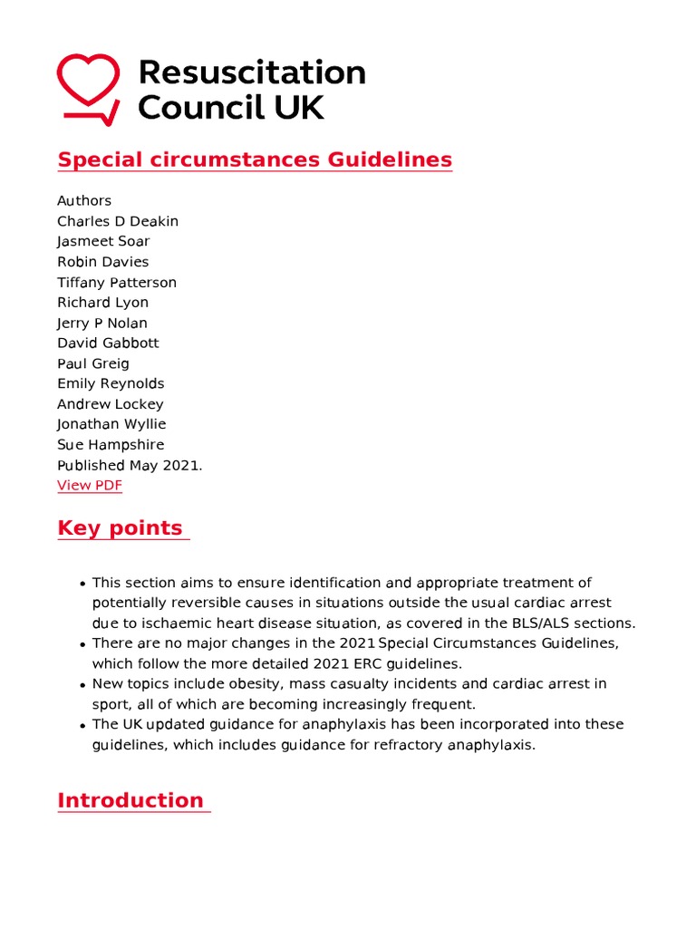 Special Circumstances Guidelines ALS | PDF | Cardiopulmonary ...