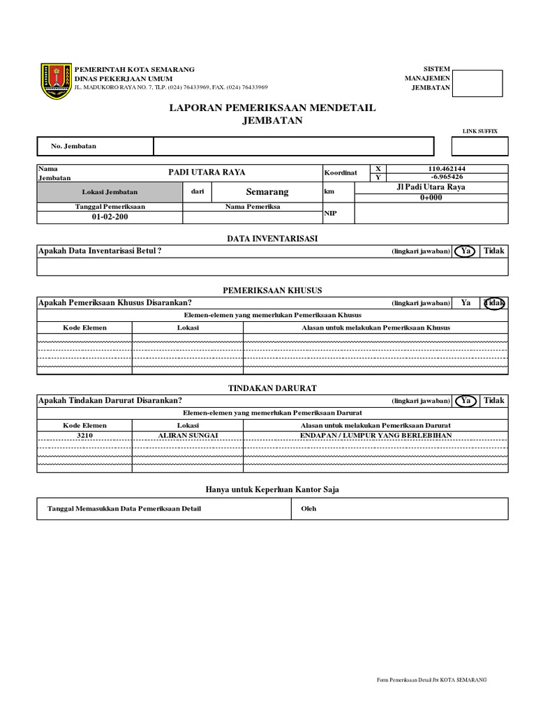 Laporan Pemeriksaan Jembatan Mendetail | PDF