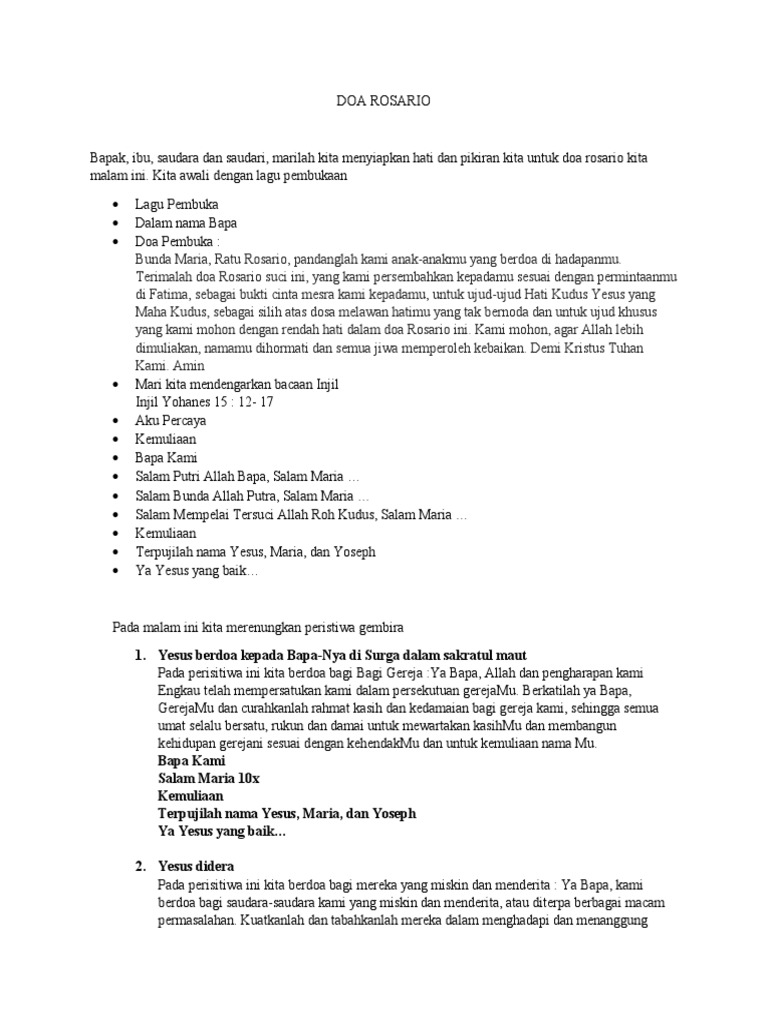 Doa Rosario Peristiwa Sedih | PDF