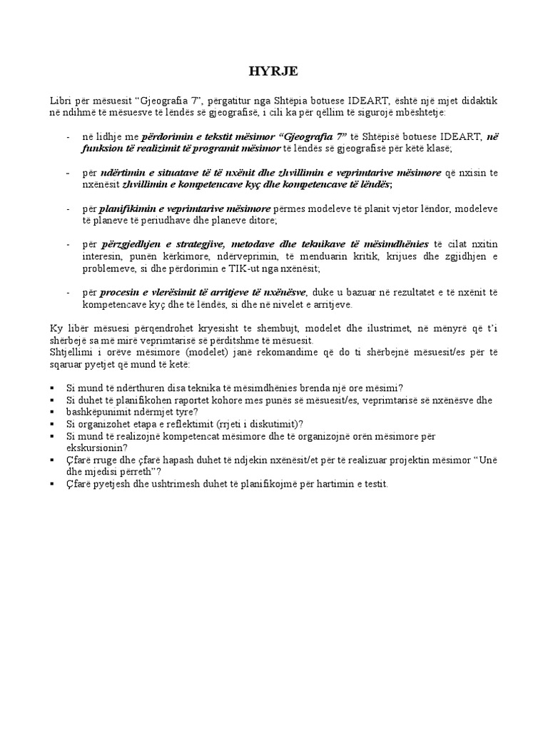 GJEOGRAFIA 7 Hyrje | PDF