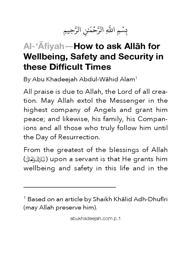 Ask Allah For Wellbeing 2.0 | PDF | Religious Belief And Doctrine ...