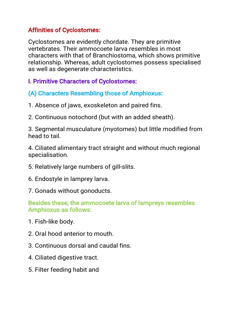 Affinities of Cyclostomes PDF | PDF