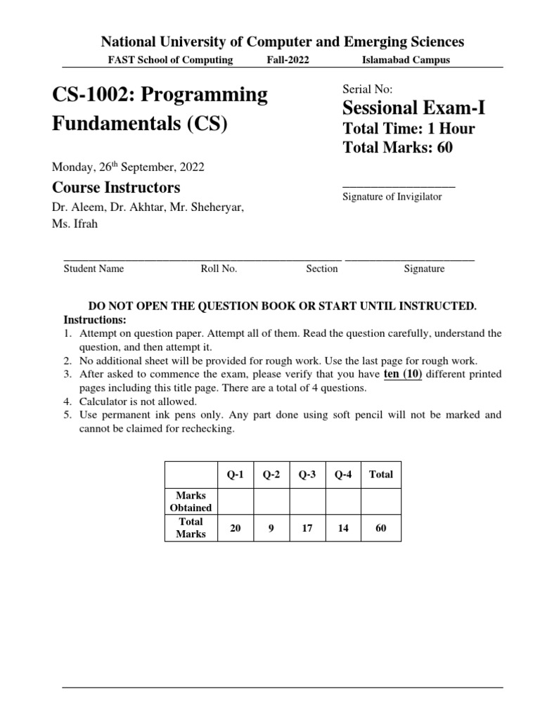 Sessional I Exam Paper PF Fall 2022 - Solution | PDF | Namespace ...