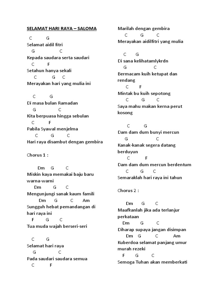 Kord Selamat Hari Raya - Saloma | PDF