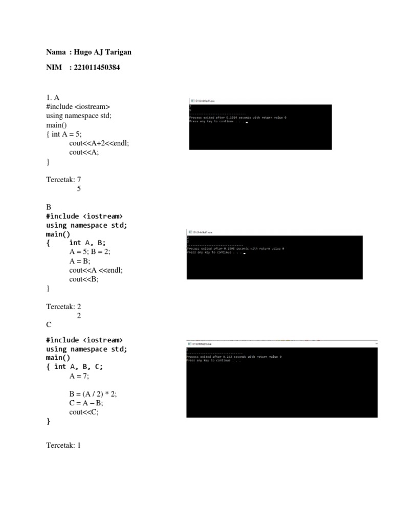 Tugas Algoritma HUGO AJ TARIGAN | PDF | Teaching Methods & Materials | Computers