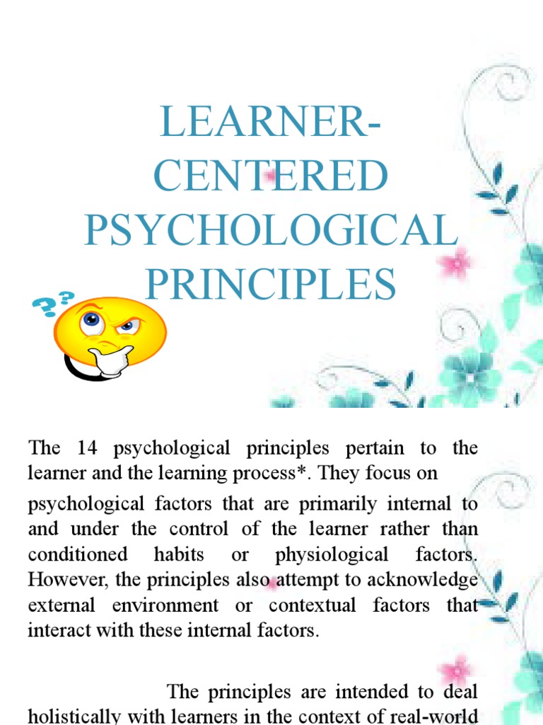 Learner Centered Psychological Principles Pdf Learning Motivational