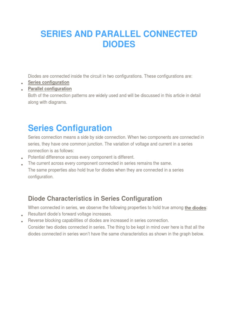 Series and Parallel Connected Diodes | PDF | Diode | Series And Parallel Circuits