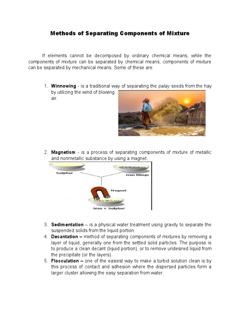 Separating Components of Mixtures | PDF | Filtration | Distillation