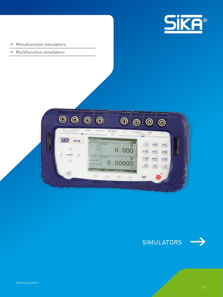 Datasheet SIKA Simulators | PDF | Simulation | Calibration