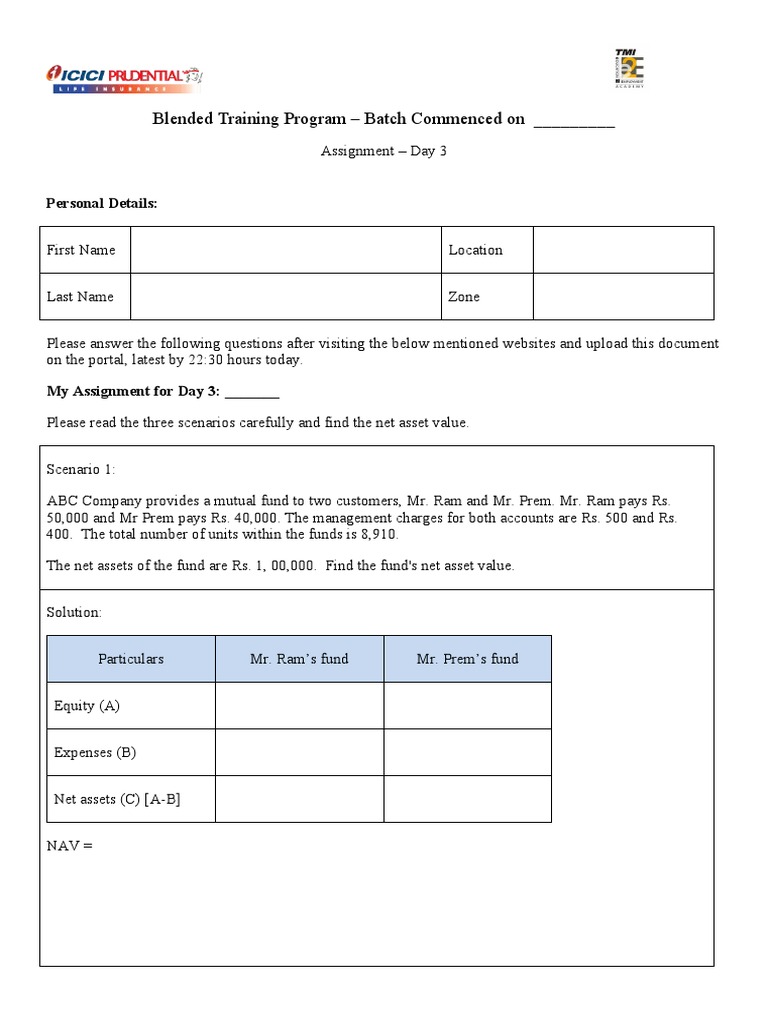Ipru Assignment D3 Pdf Investing Investment Fund