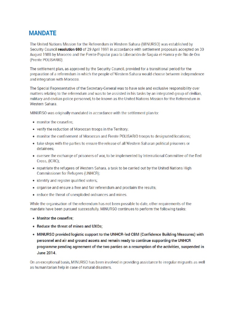 UNSCR 690 - April 1991 MINURSO PDF | PDF