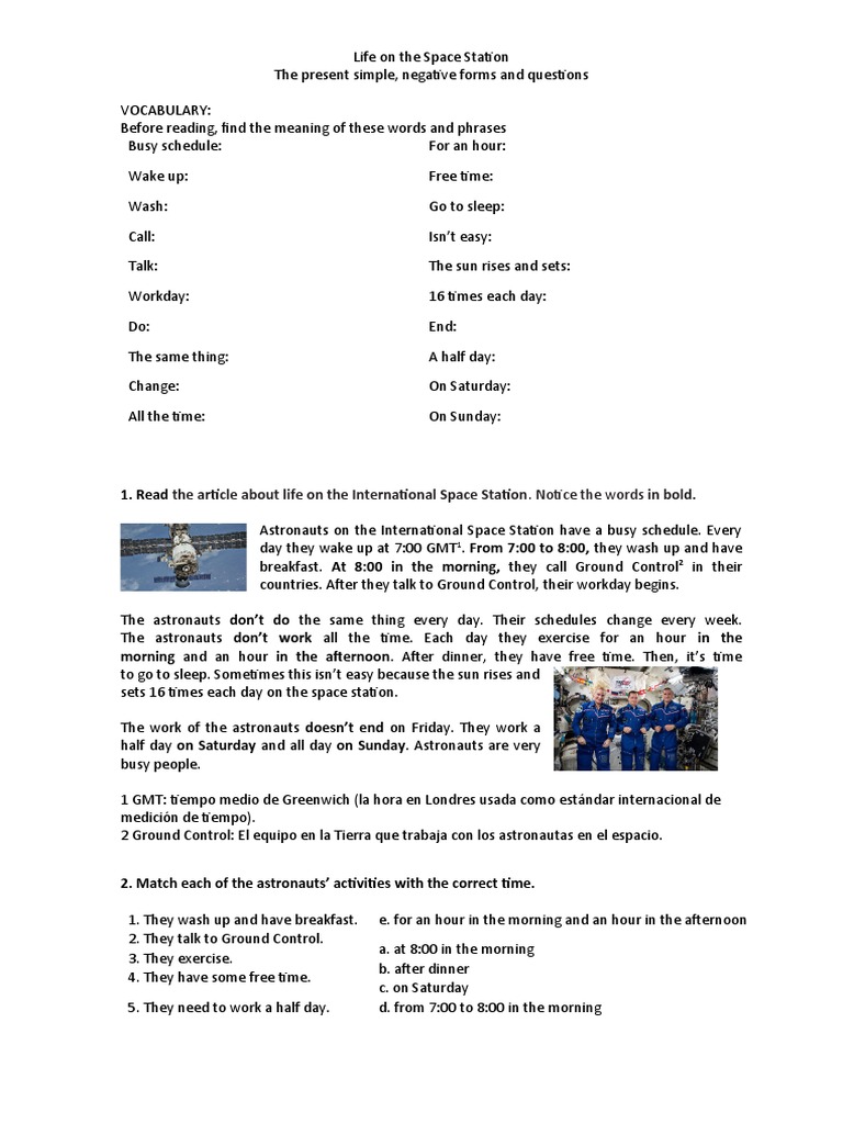 Life On The Space Station | PDF | Language Arts & Discipline | Foreign ...